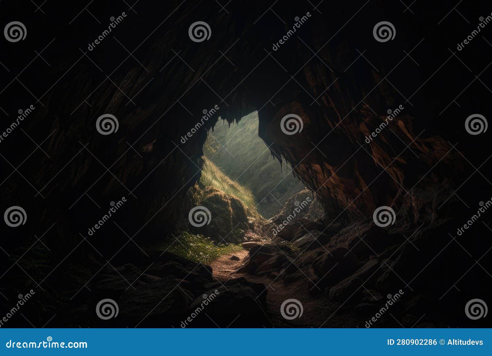 Deep Cavern Hidden in the Heart of a Mountain, Shrouded in Darkness ...