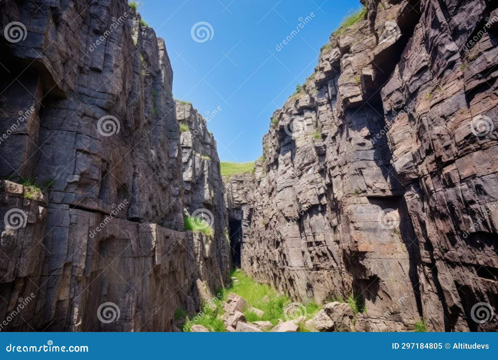 Deep Chasm between Two Stark Cliff Faces Stock Image - Image of ...