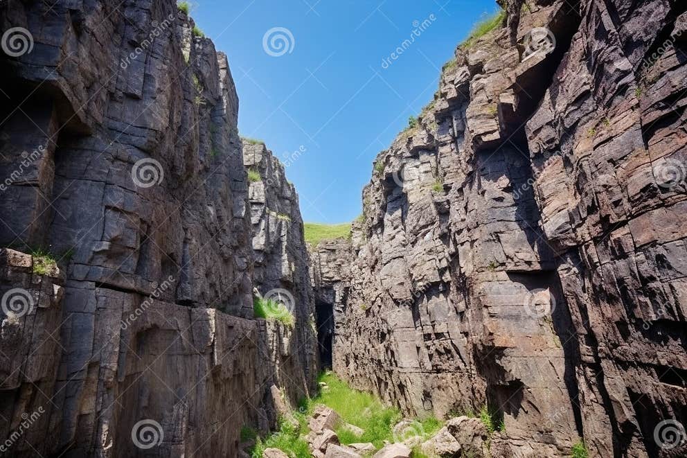 Deep Chasm between Two Stark Cliff Faces Stock Image - Image of ...