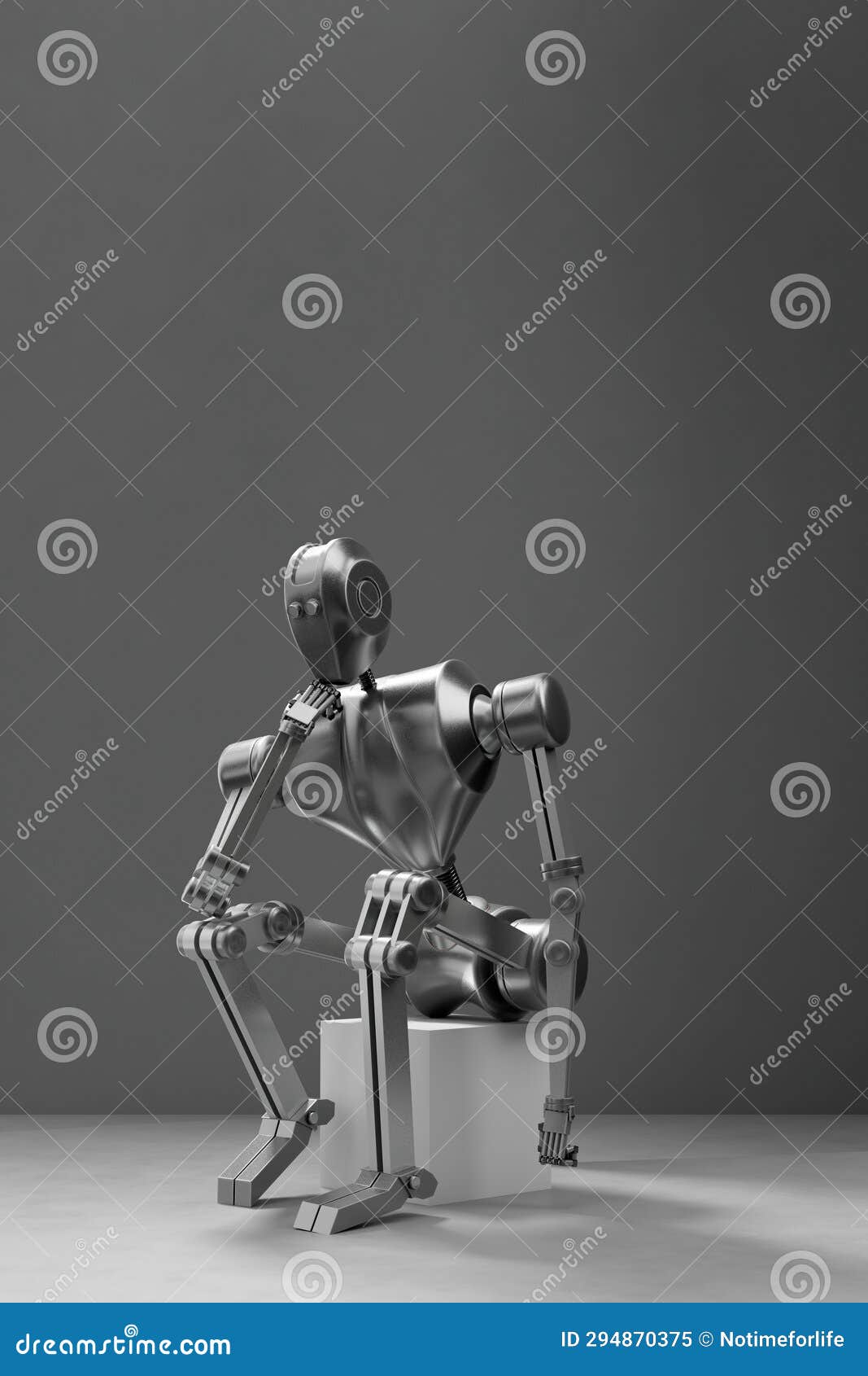 Deep Contemplation of a Robot Stock Illustration - Illustration of ...
