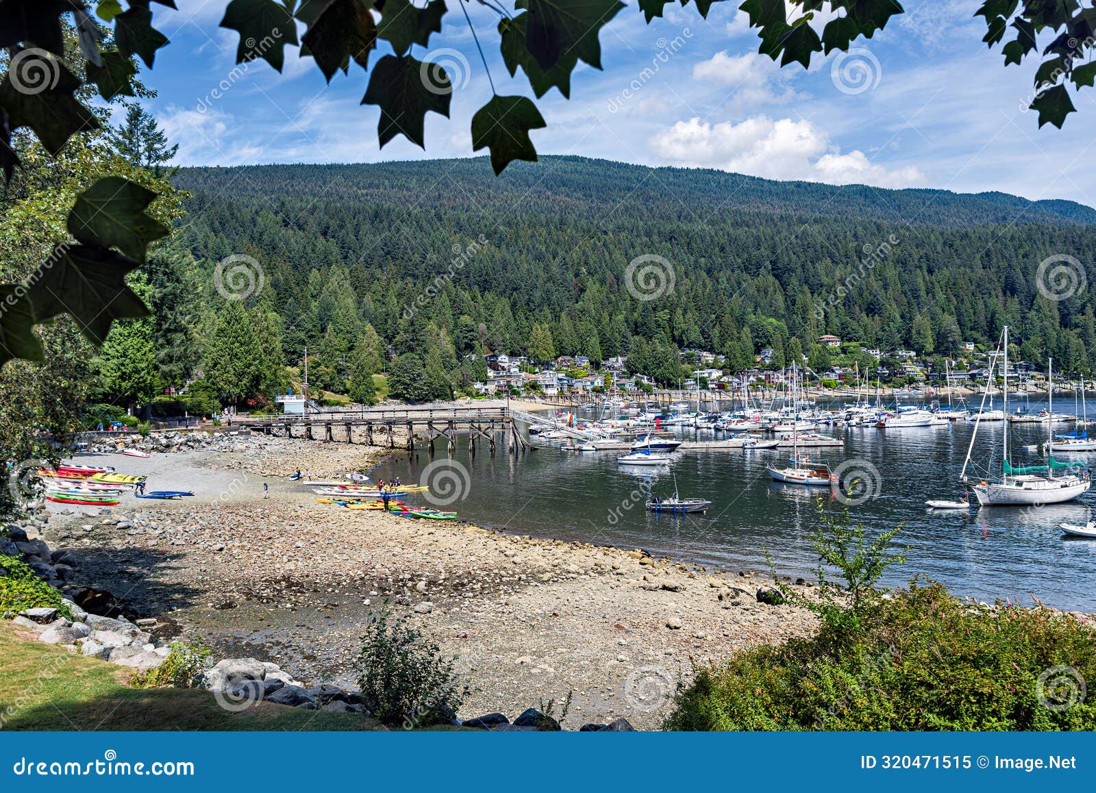 Deep Cove Bay Area with Yacht on the Water Stock Image - Image of coast ...