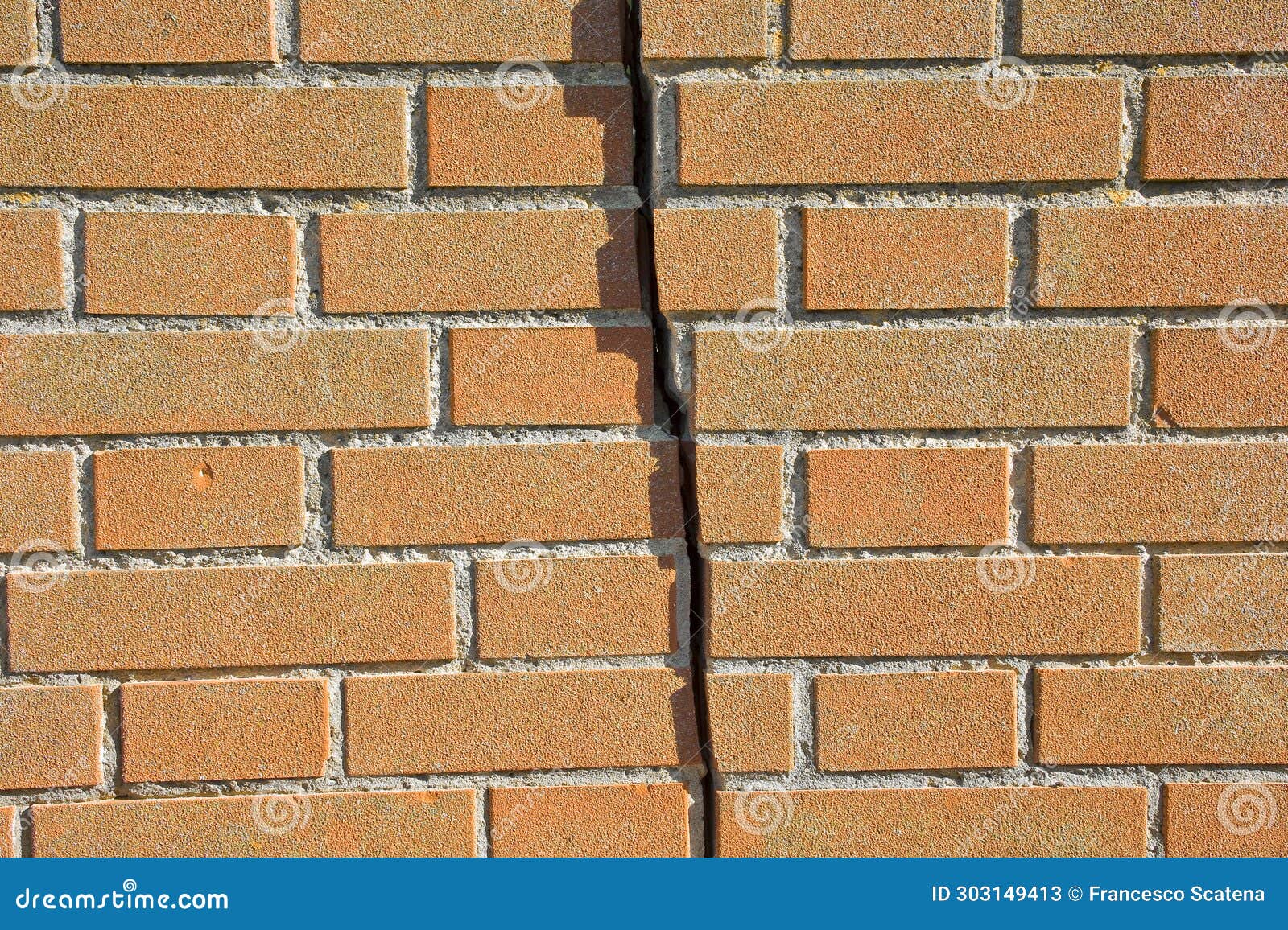 Deep Crack in a Damaged New Facing Bricks Wall Cause Due To Subsidence ...