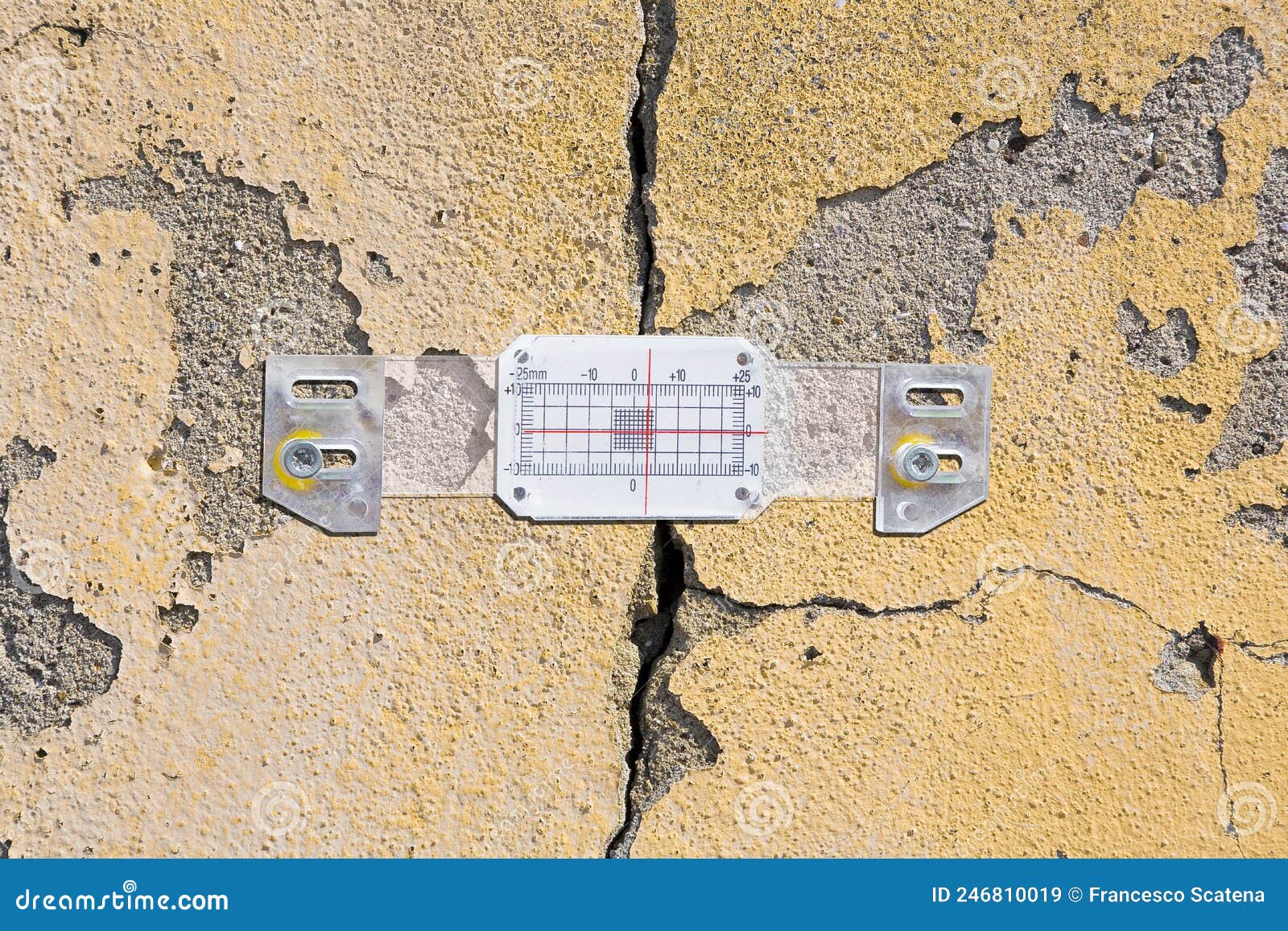 Deep Crack in a Damaged Old Plaster Wall with Plastic Mechanical Crack ...