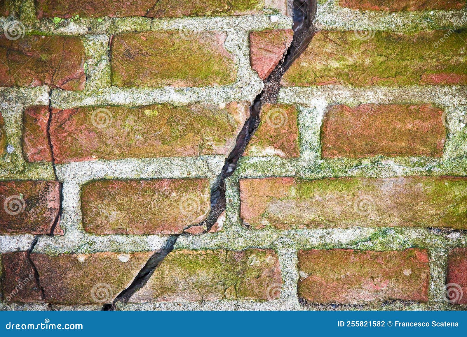 Deep Crack in Old Italian Brick Wall - Concept Image Stock Photo ...
