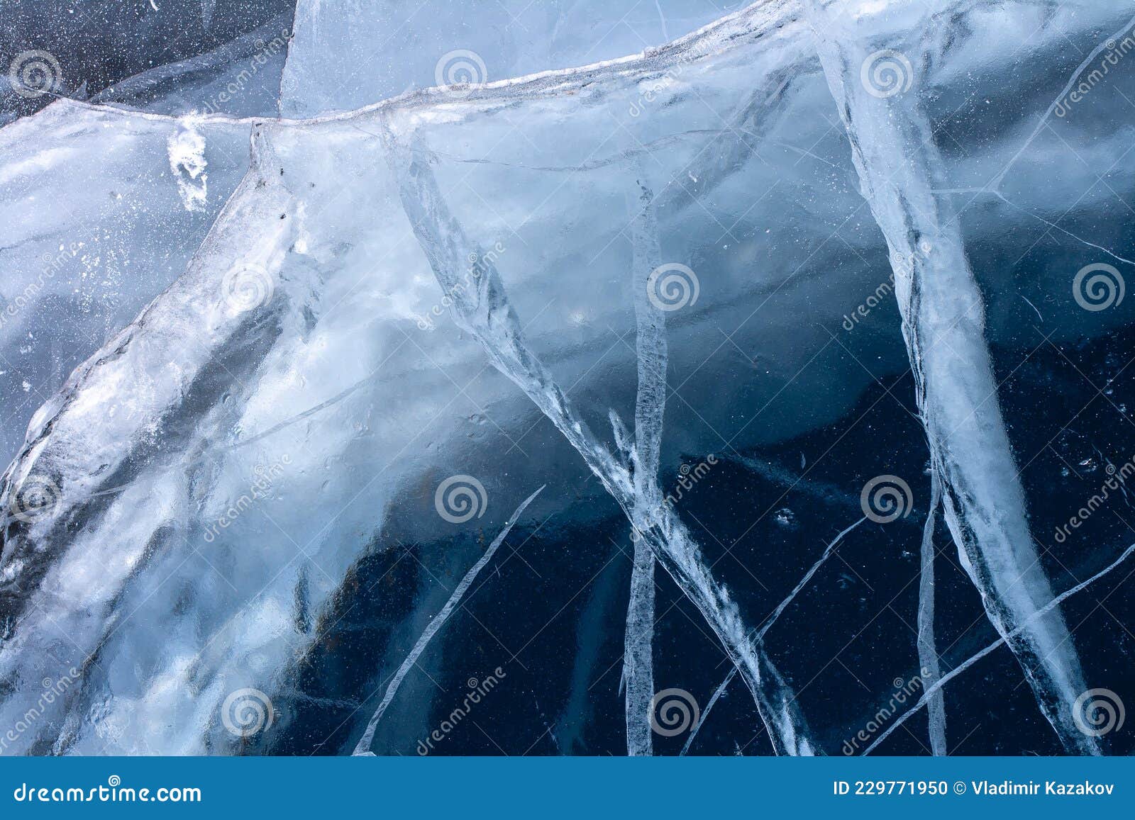 Deep Crack in the Thick Ice of the Lake. Stock Photo - Image of liquid ...
