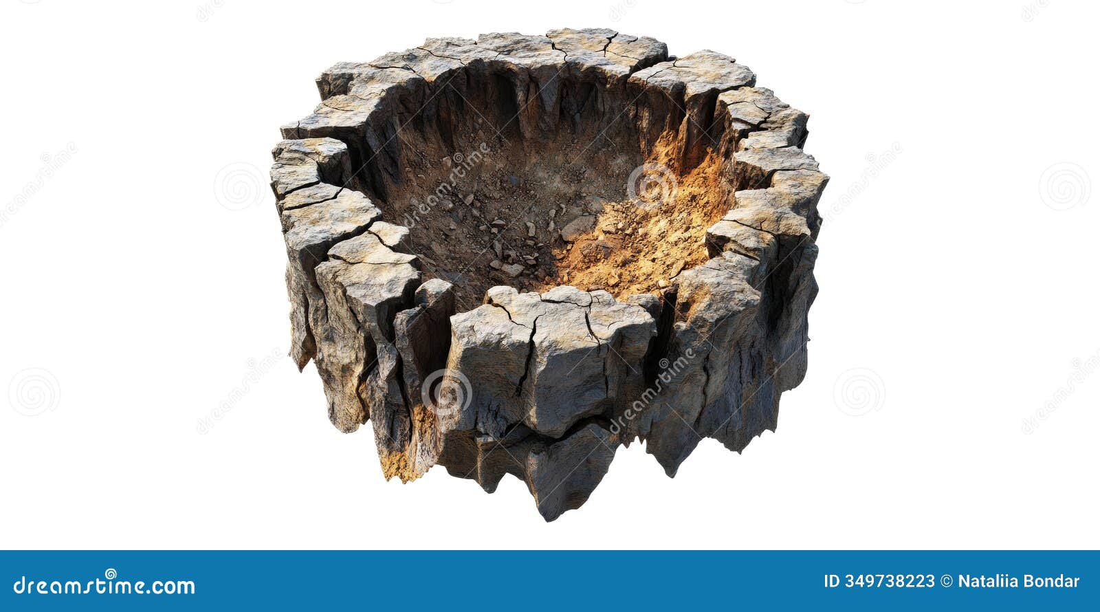 Deep Crater with Rugged Edges Isolated on Transparent Background Stock ...