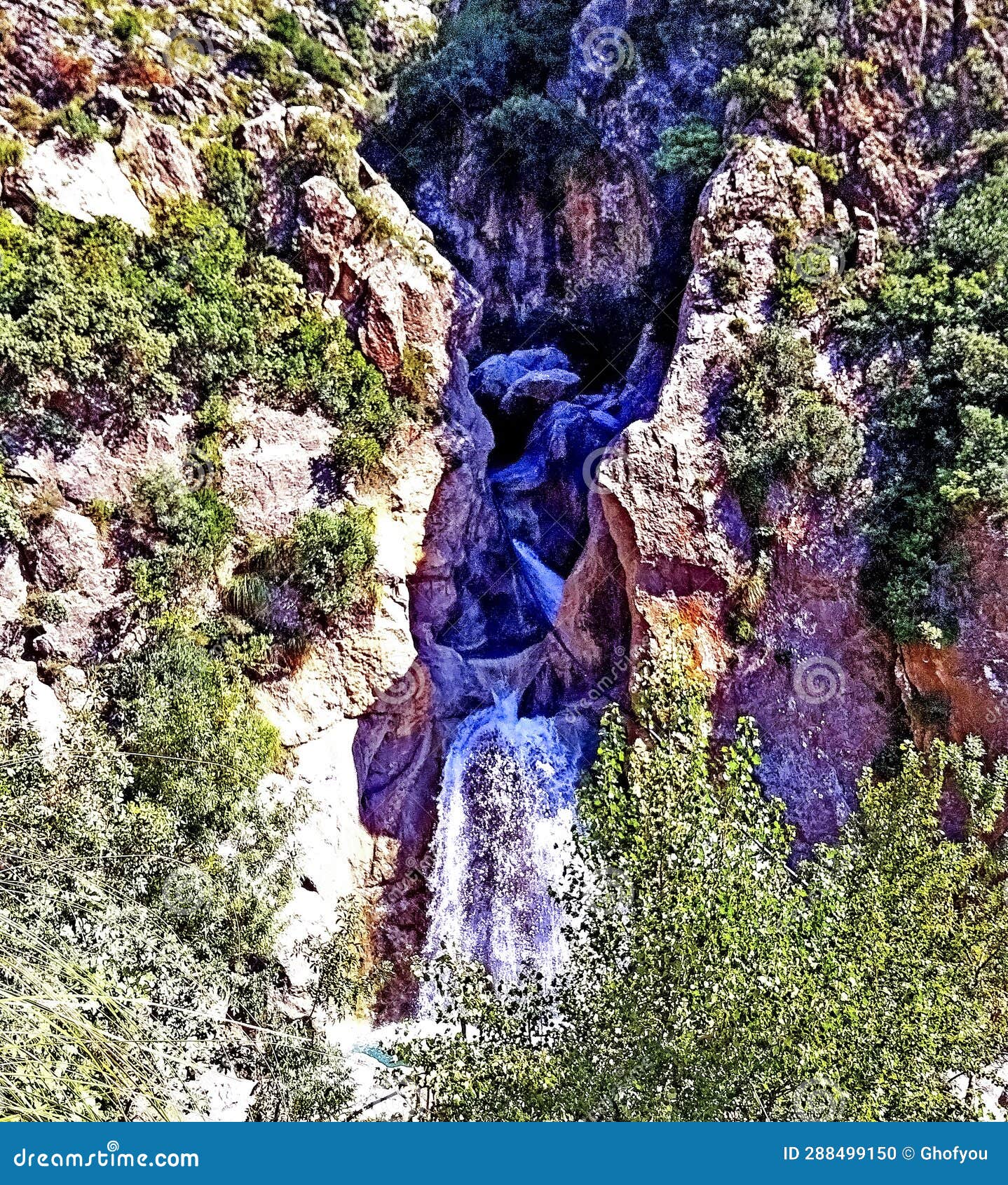 A Deep Crevice in the Mountain Stock Photo - Image of grass, tree ...