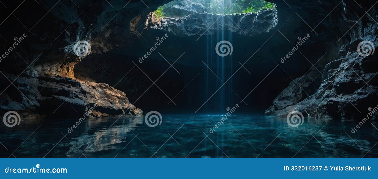 A Deep, Dark Cave with a Pool of Water at the Bottom. Stock Image ...