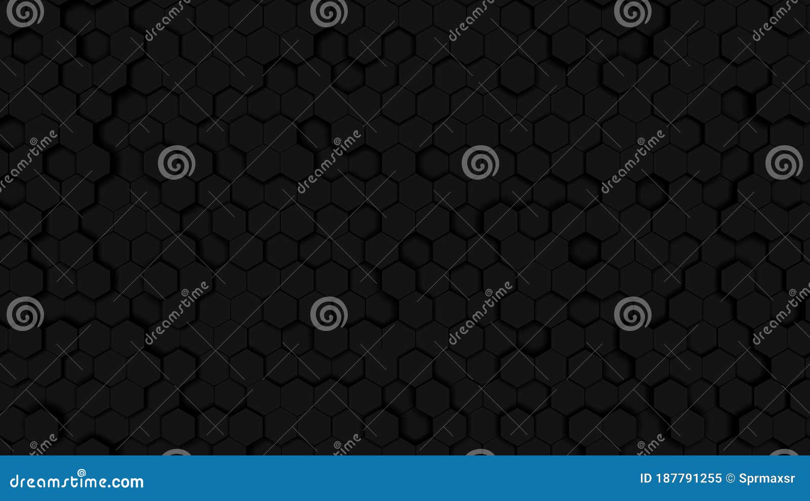 Deep Dark Hexagonal Cell Texture. Honeycomb Black Background. Isometric ...