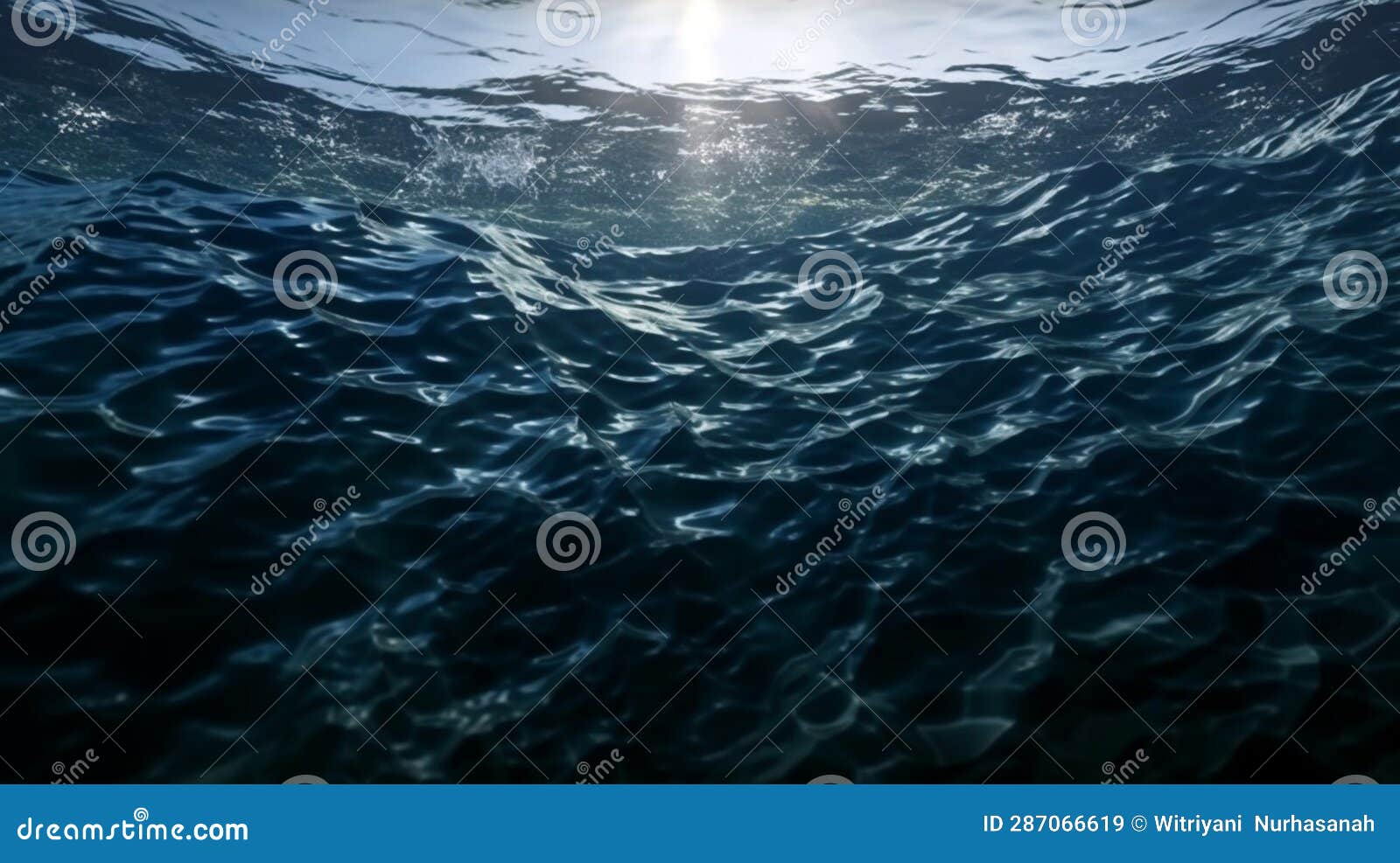 Dark Blue Ocean Surface Seen from Underwater. Abstract Waves Underwater ...