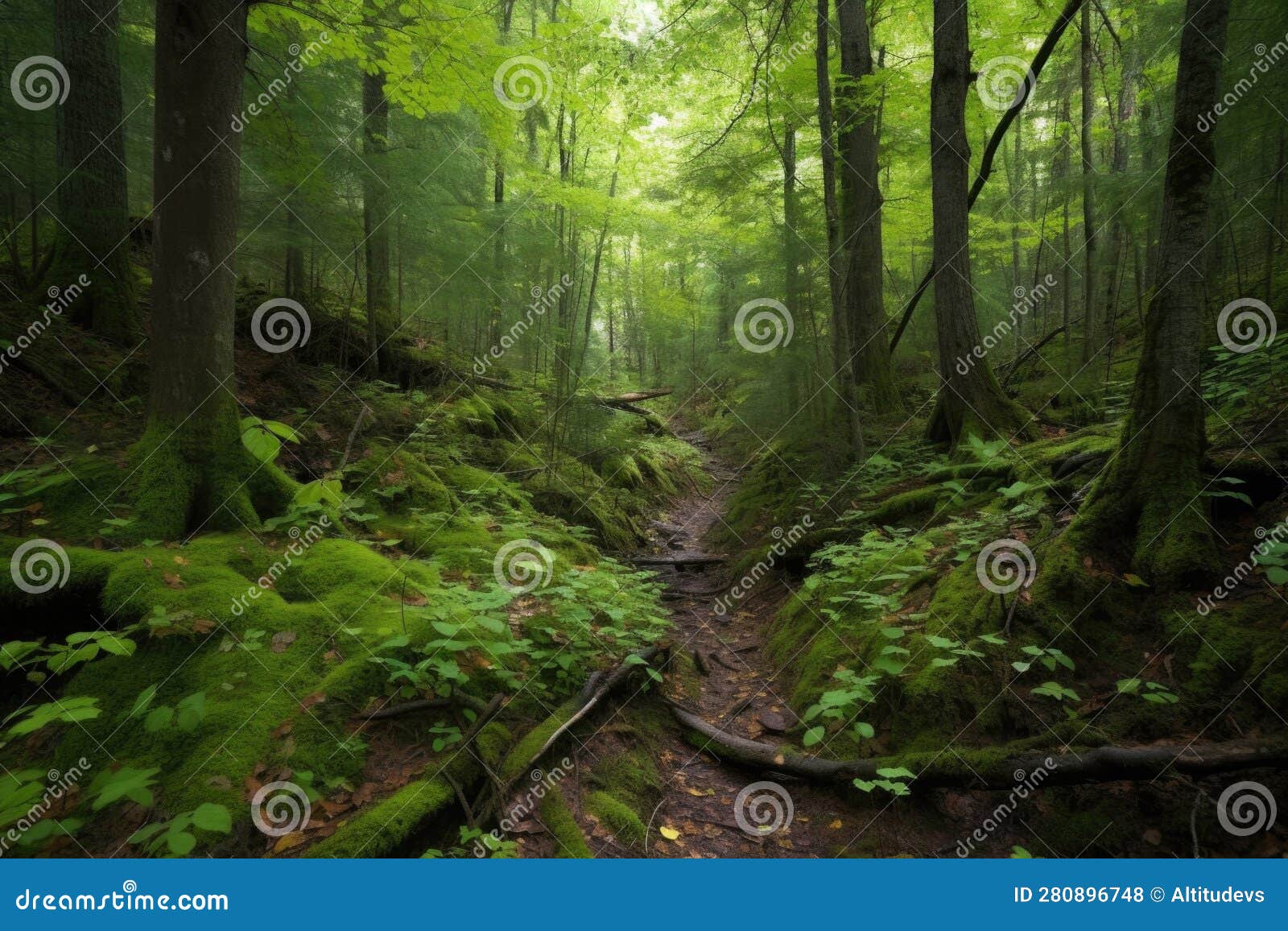 Deep and Dense Forest, with Trail Markers Guiding the Way Stock ...