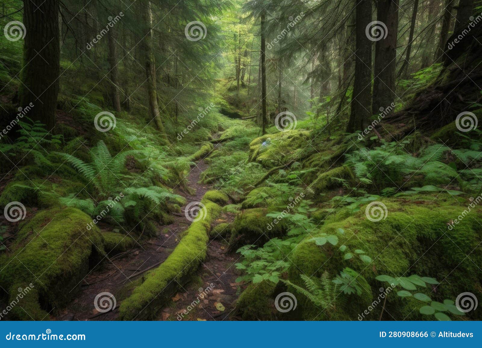 Deep and Dense Forest, with Trail Markers Guiding the Way Stock ...