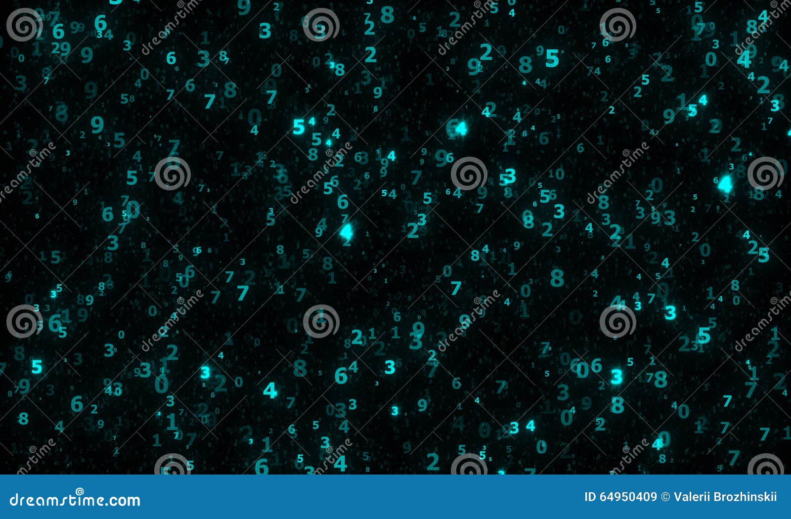 Deep Digital Space with the Sparkling Numbers Stock Image - Image of ...