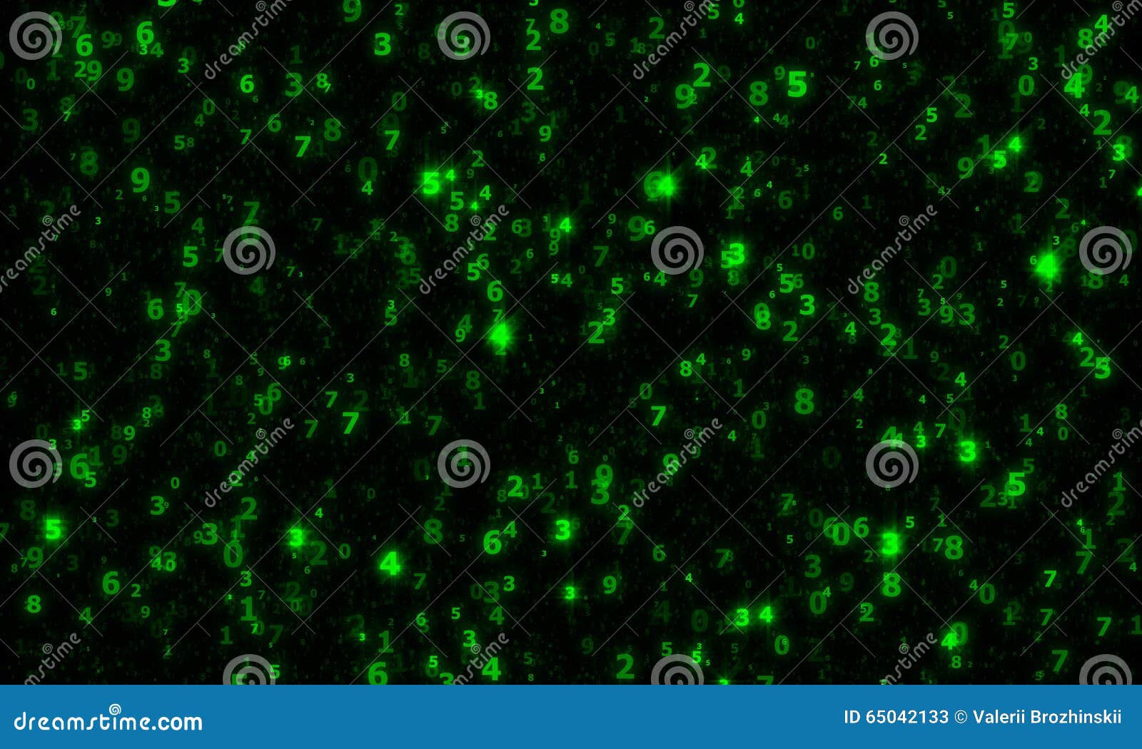 Deep Digital Cyberspace with the Sparkling Numbers Stock Illustration ...
