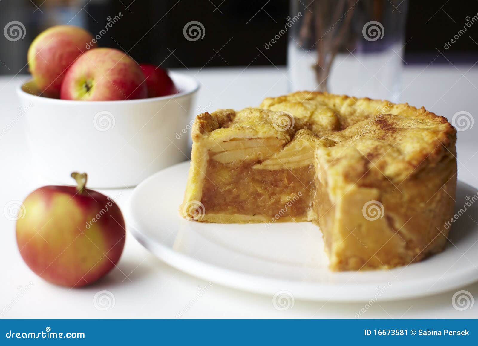 Deep-dish Apple Pie with Apples Stock Image - Image of dish, baked ...
