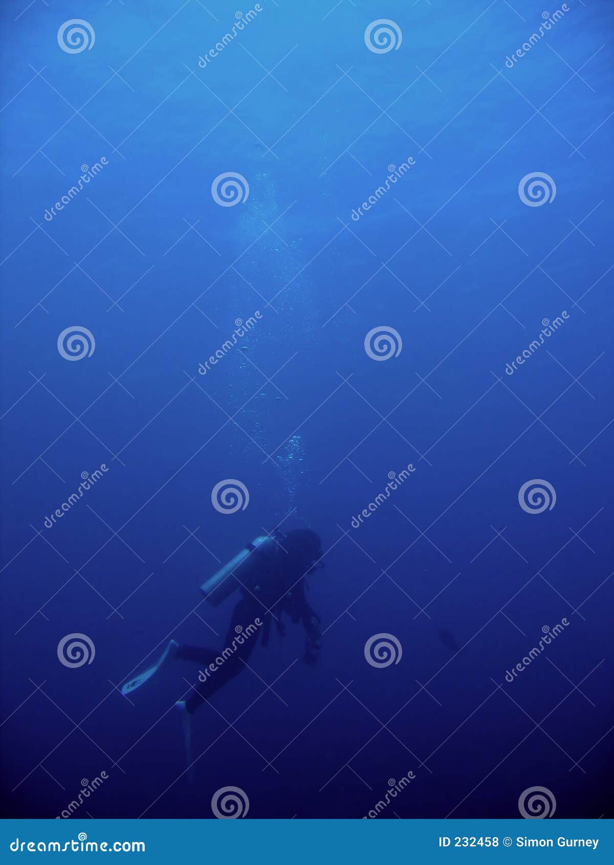 Deep Dive Scuba Diver Blue Water Philippines Stock Photo ...