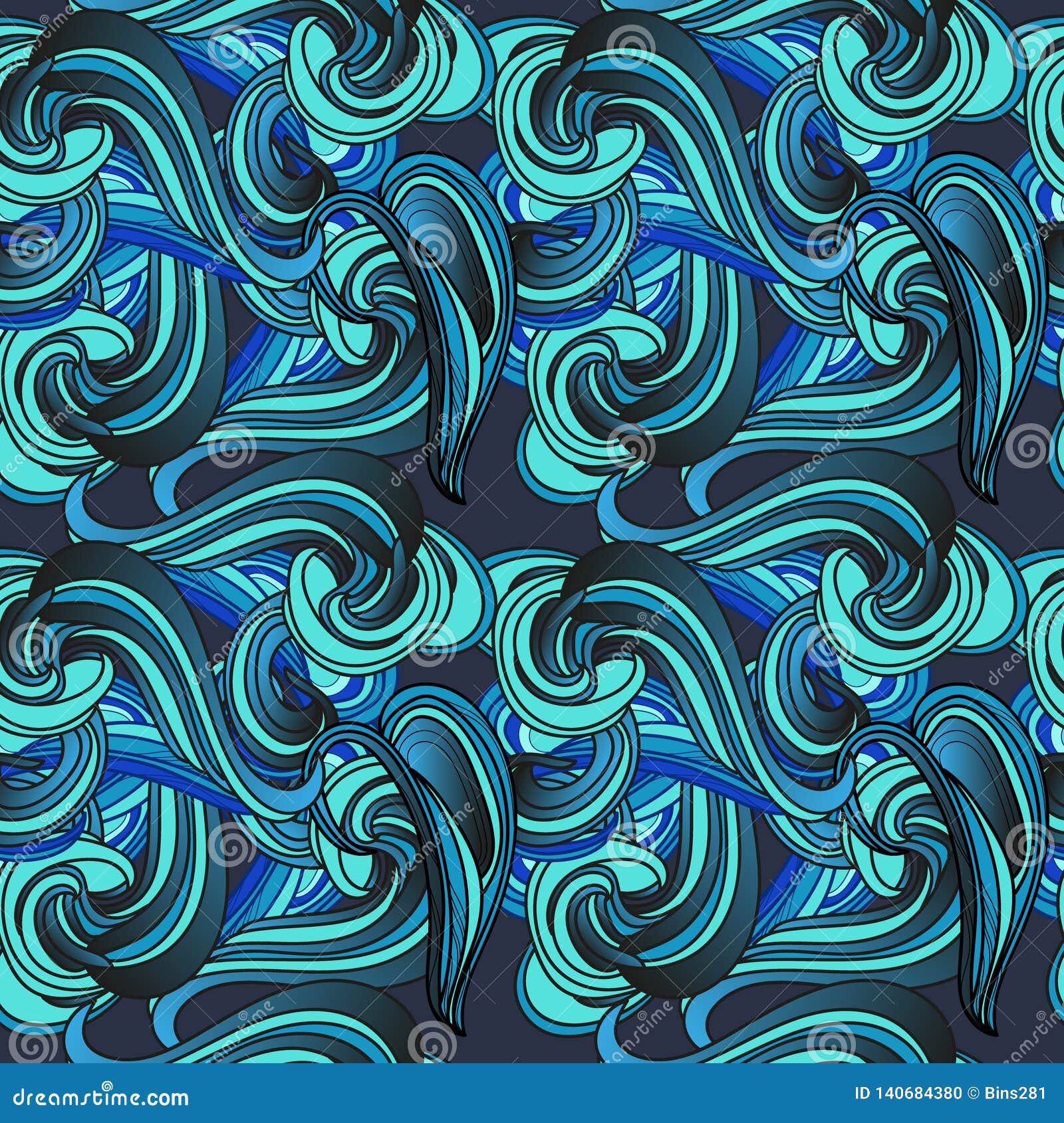 Deep Endless Pattern with Sea Stock Vector - Illustration of seamlessly ...