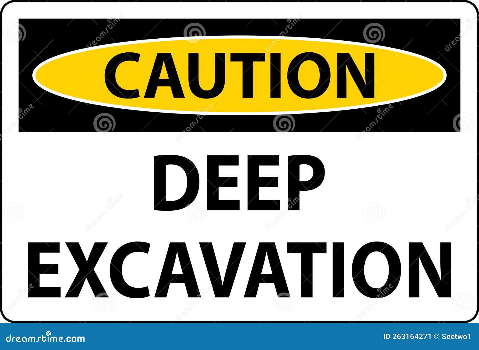 Deep Excavation Caution Sign on White Background Stock Vector ...