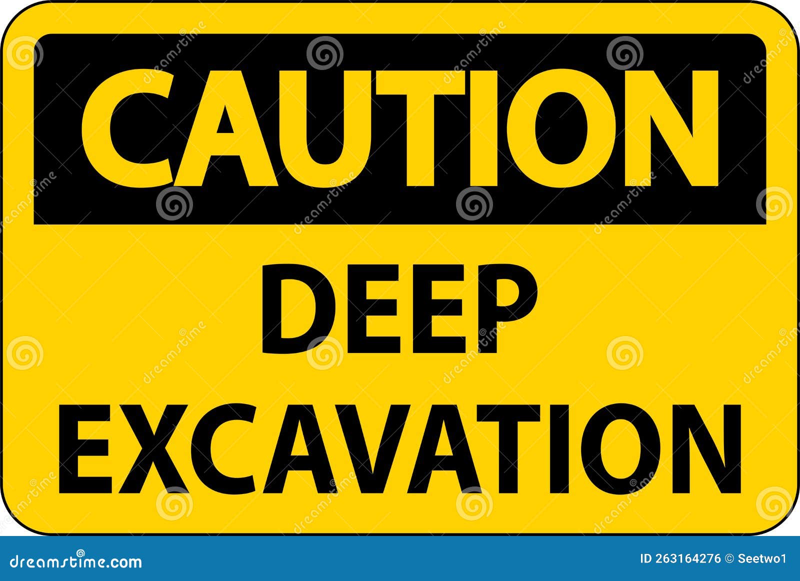 Deep Excavation Caution Sign on White Background Stock Vector ...