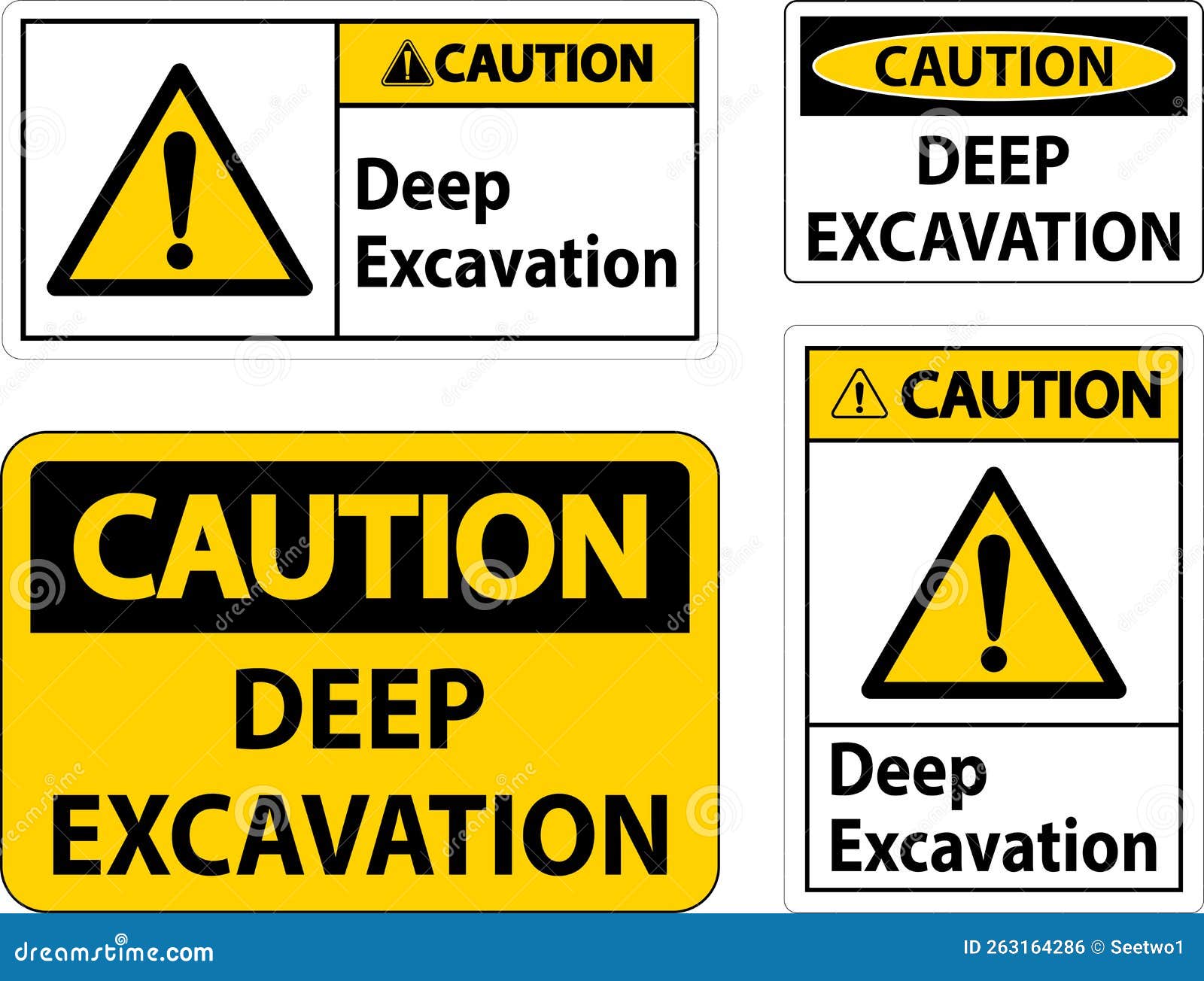 Deep Excavation Caution Sign on White Background Stock Vector ...
