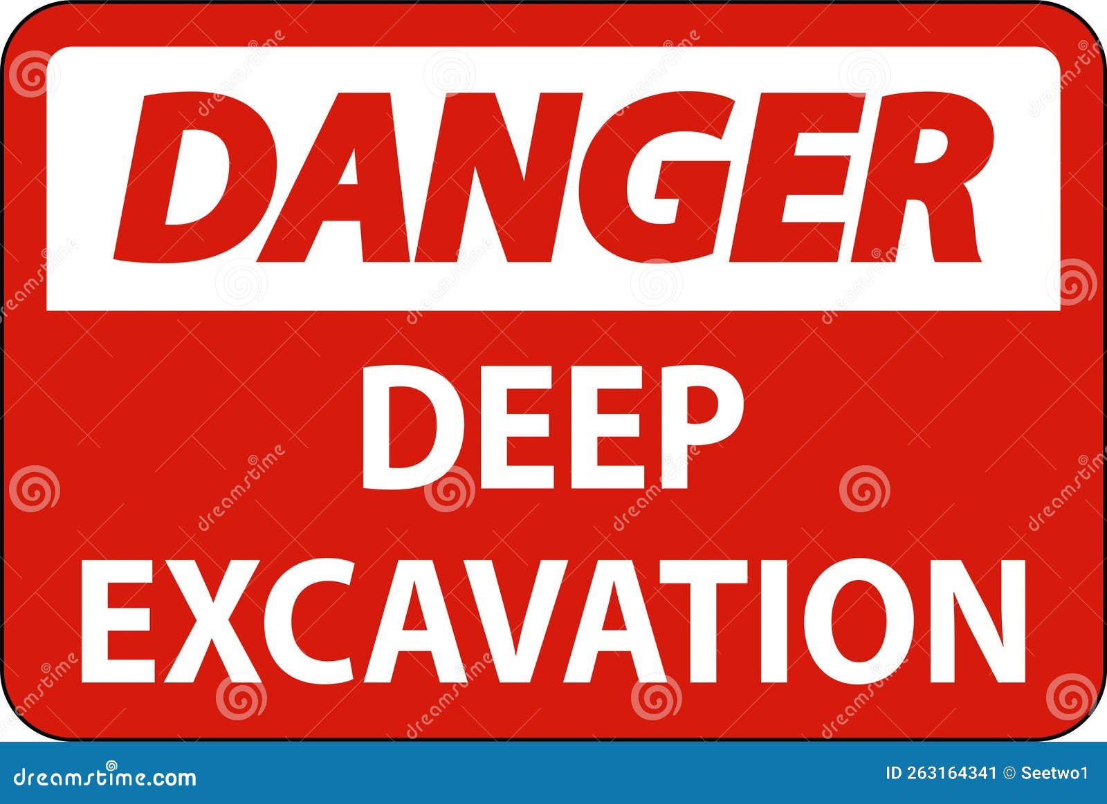 Deep Excavation Danger Sign on White Background Stock Vector ...