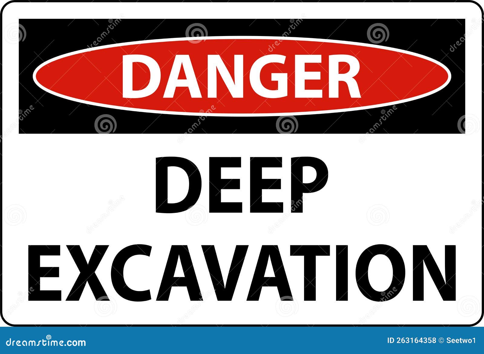 Deep Excavation Danger Sign on White Background Stock Vector ...