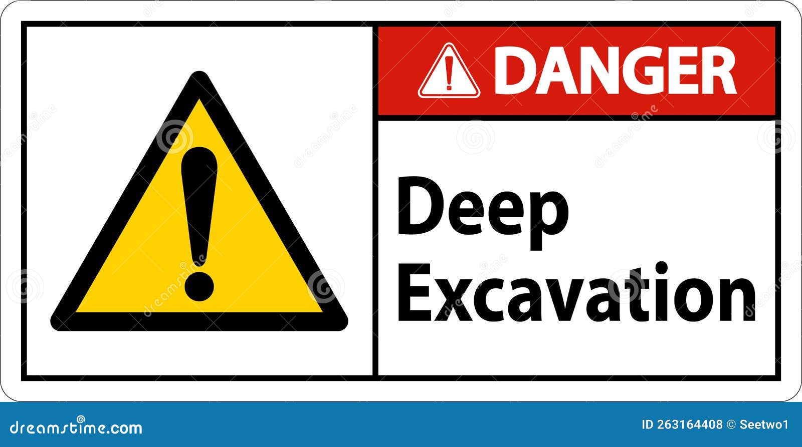 Deep Excavation Danger Sign on White Background Stock Vector ...