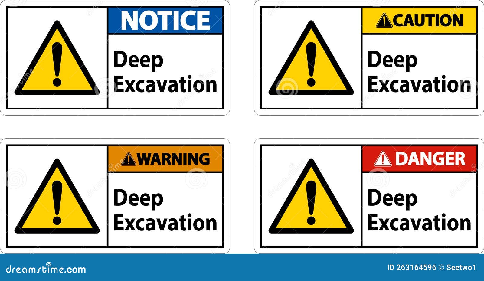 Deep Excavation Danger Sign on White Background Stock Vector ...