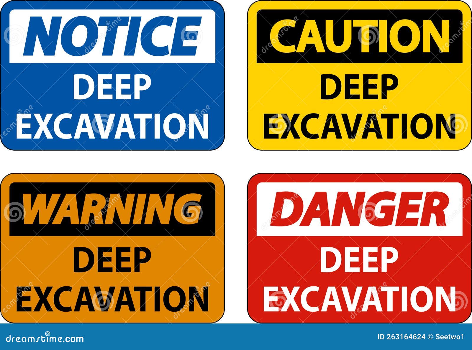 Deep Excavation Danger Sign on White Background Stock Vector ...
