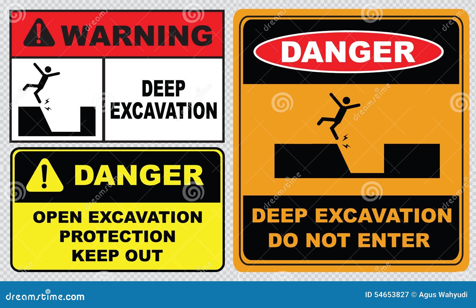 Caution Deep Excavation Symbol Sign, Vector Illustration, Isolate On ...