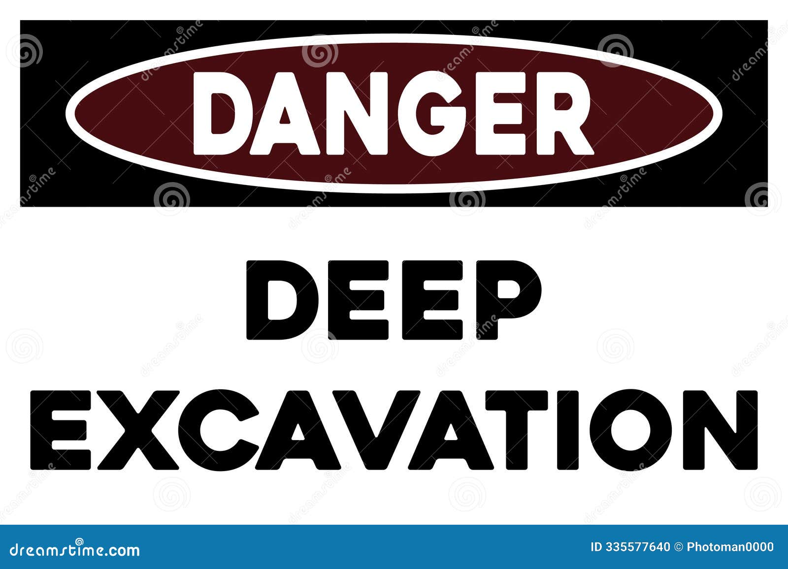 Deep Excavation Danger Sign On White Background Cartoon Vector ...