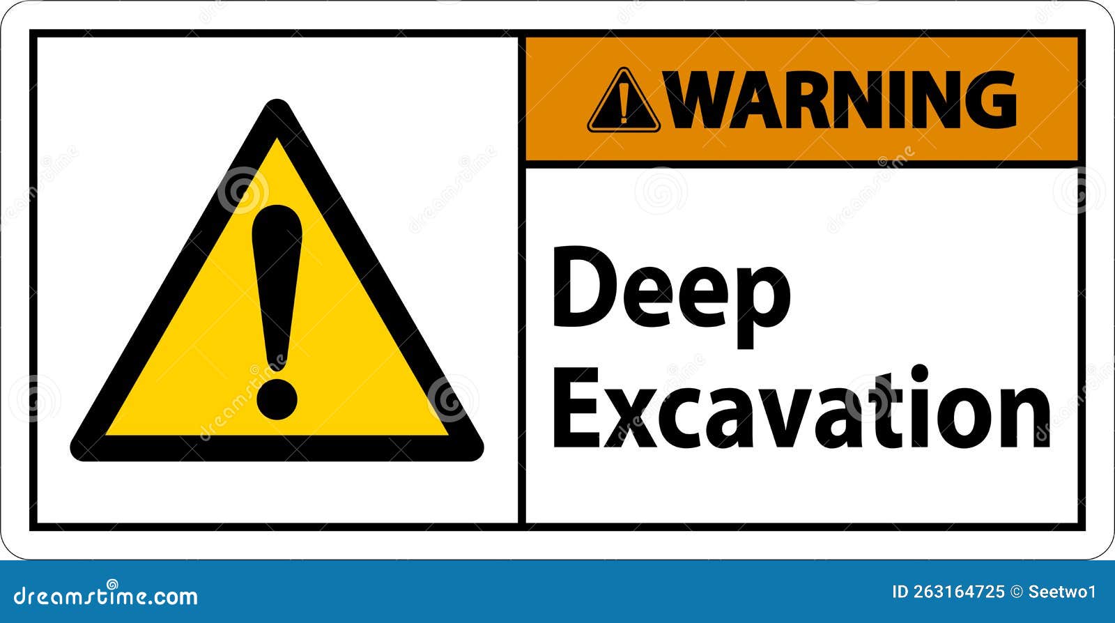 Deep Excavation Warning Sign on White Background Stock Vector ...