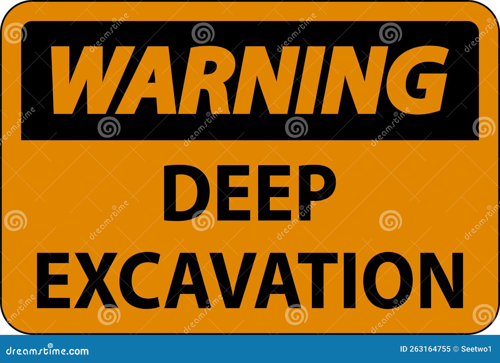 Deep Excavation Warning Sign on White Background Stock Vector ...