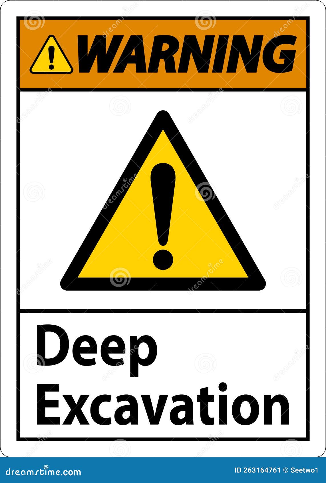 Deep Excavation Warning Sign on White Background Stock Vector ...