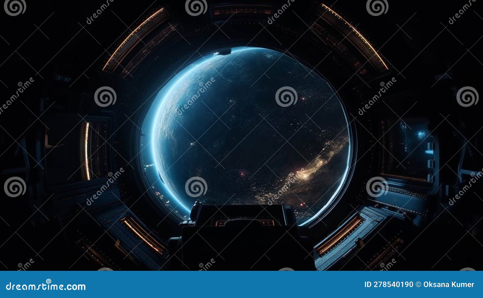 Deep Field Sky, Cosmos, Space Viewed through the Porthole of Spaceship ...