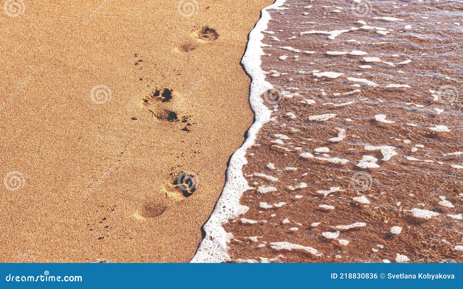 Deep Footprints of Human Bare Feet on a Sandy Beach, a Footprint Path ...