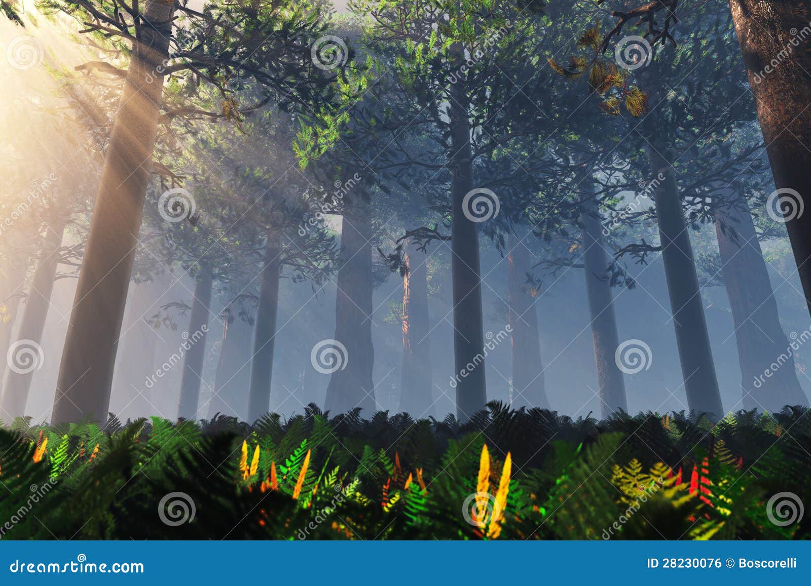 Deep Forest 3D render stock illustration. Illustration of magical ...