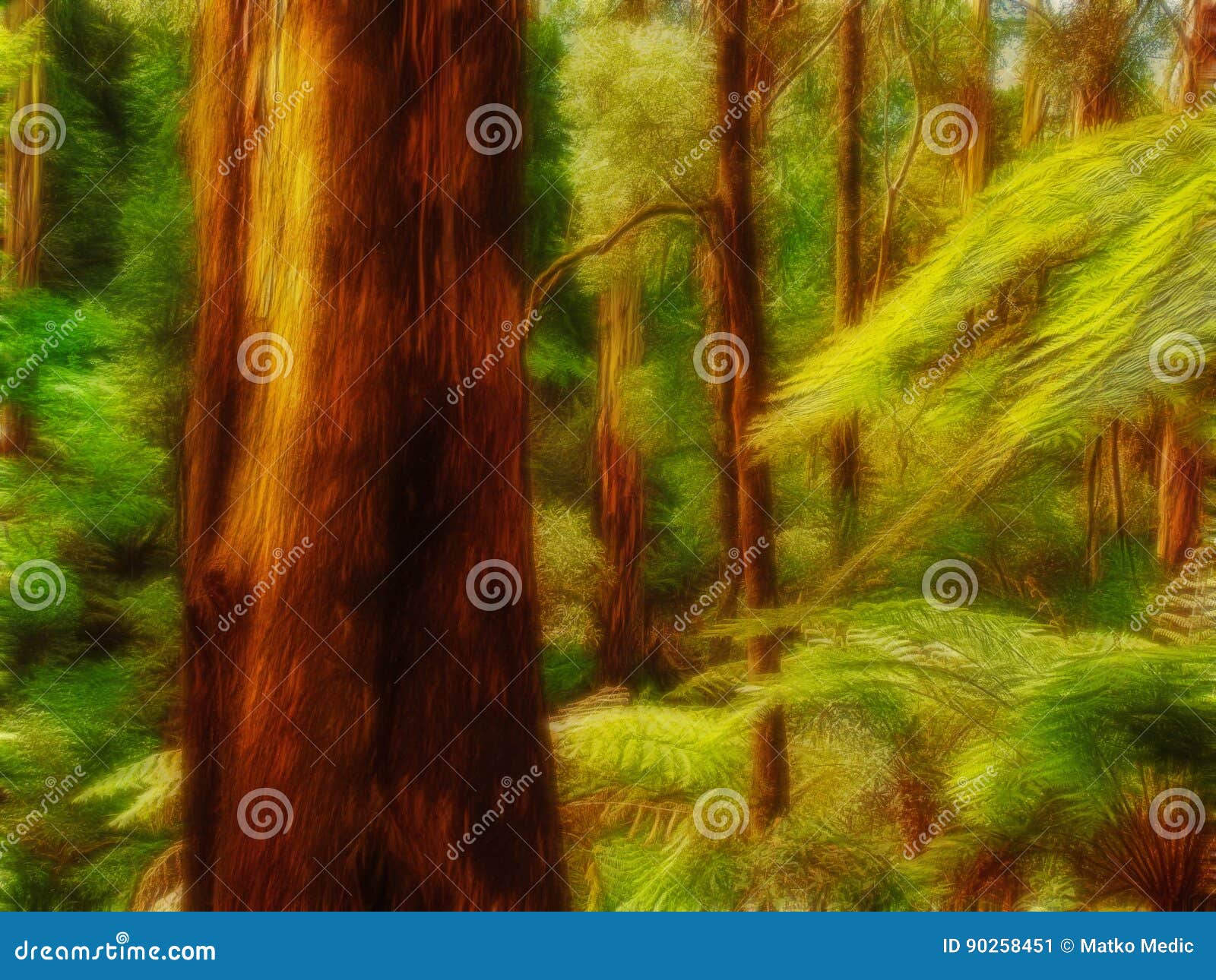 Deep forest stock illustration. Illustration of artwork - 90258451