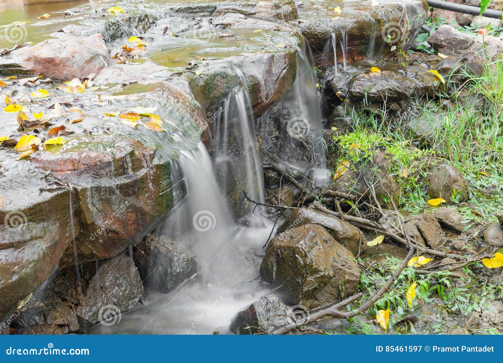 Deep Forest Waterfall, Beautiful of with Soft Flowing Water Stock Image ...