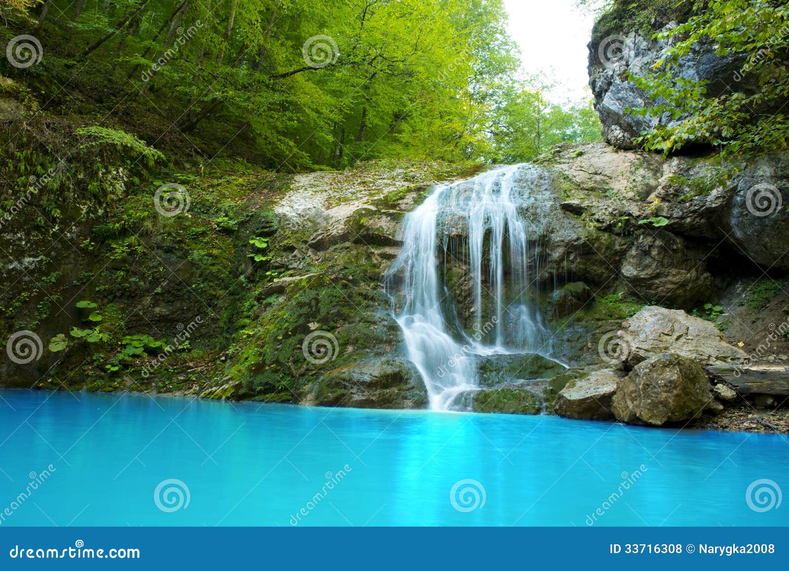 Deep forest waterfall stock photo. Image of motion, cascade - 33716308