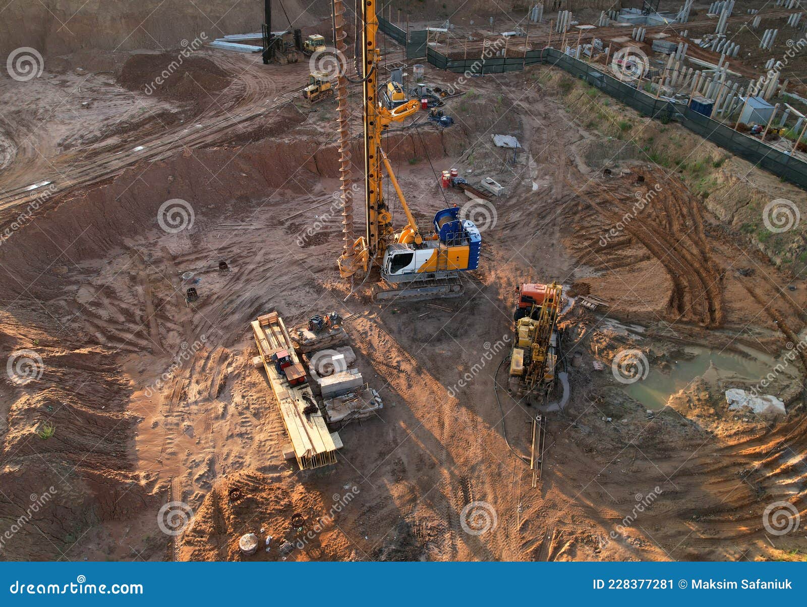 Deep Foundation Machine. Drilling Rig And Pile Driver At Construction ...