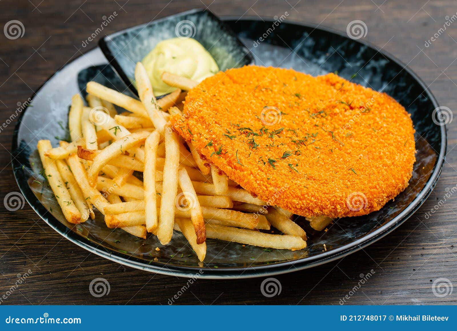 Deep-fried Breaded Cheese with Fries and Gritsa Sauce Stock Image ...