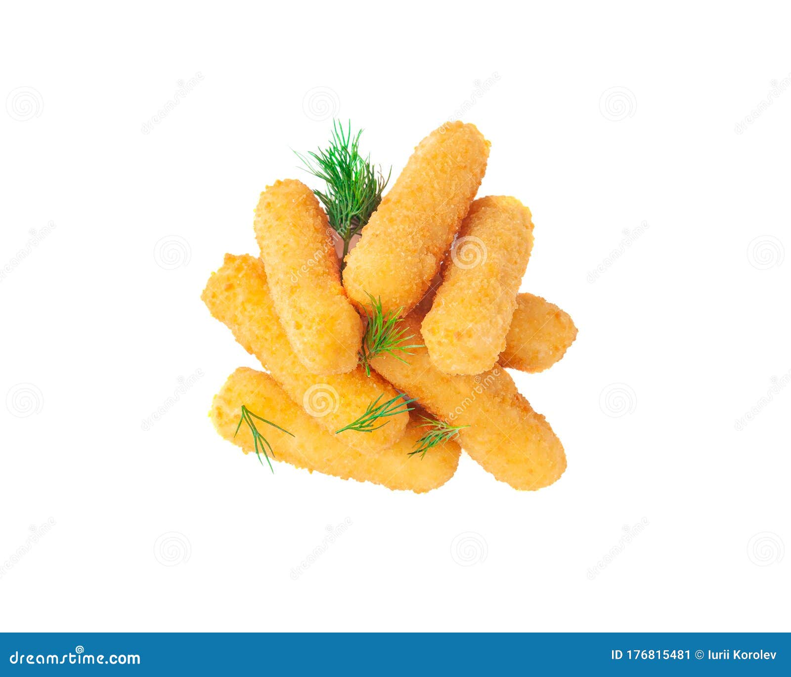Deep-fried Cheese Sticks with Dill. Close-up. White Background ...