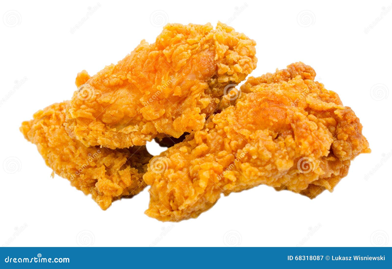 Deep Fried Chicken Isolated on White Background Stock Image - Image of ...