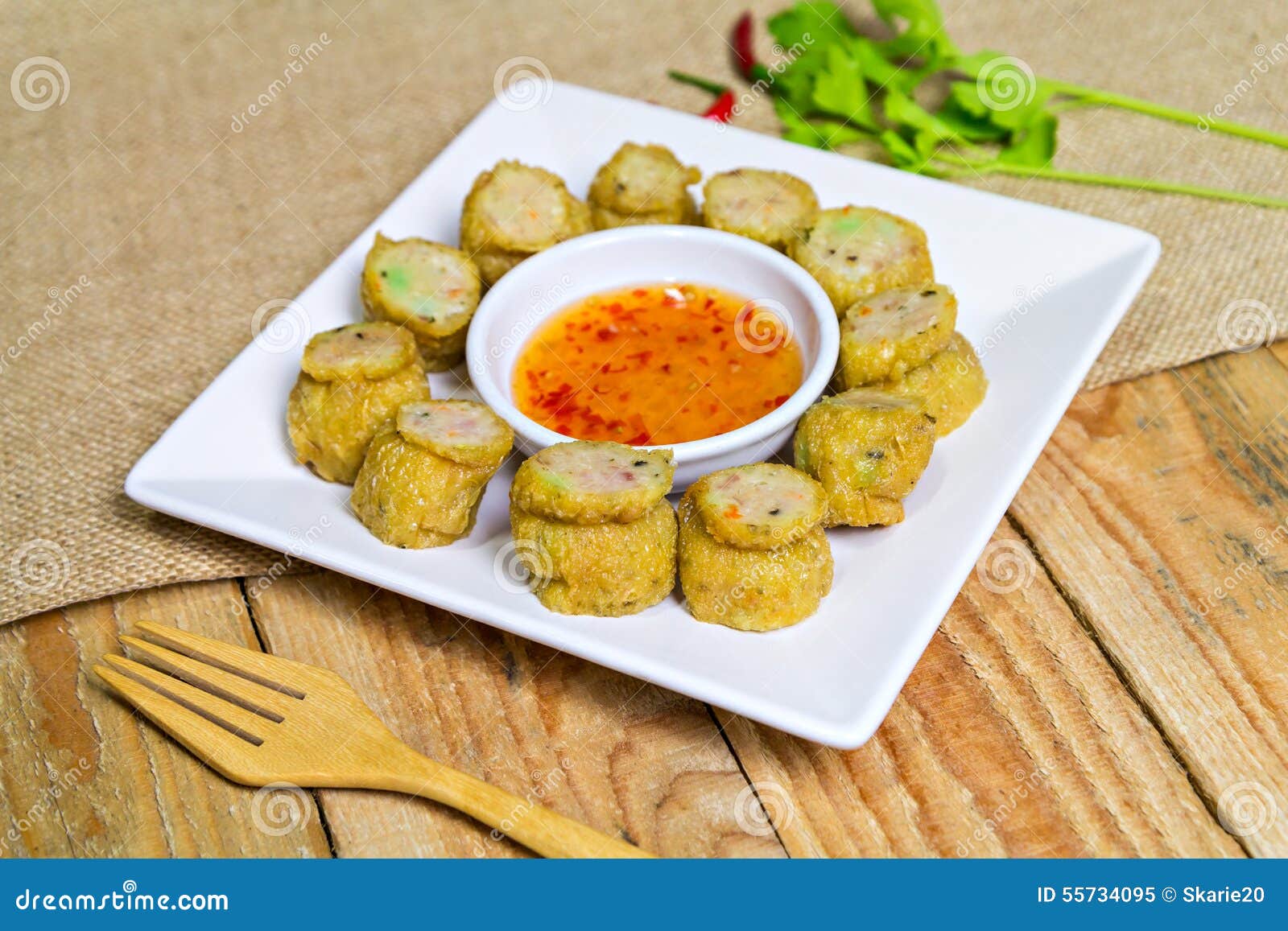 Deep Fried Chicken Roll stock image. Image of thai, plate - 55734095