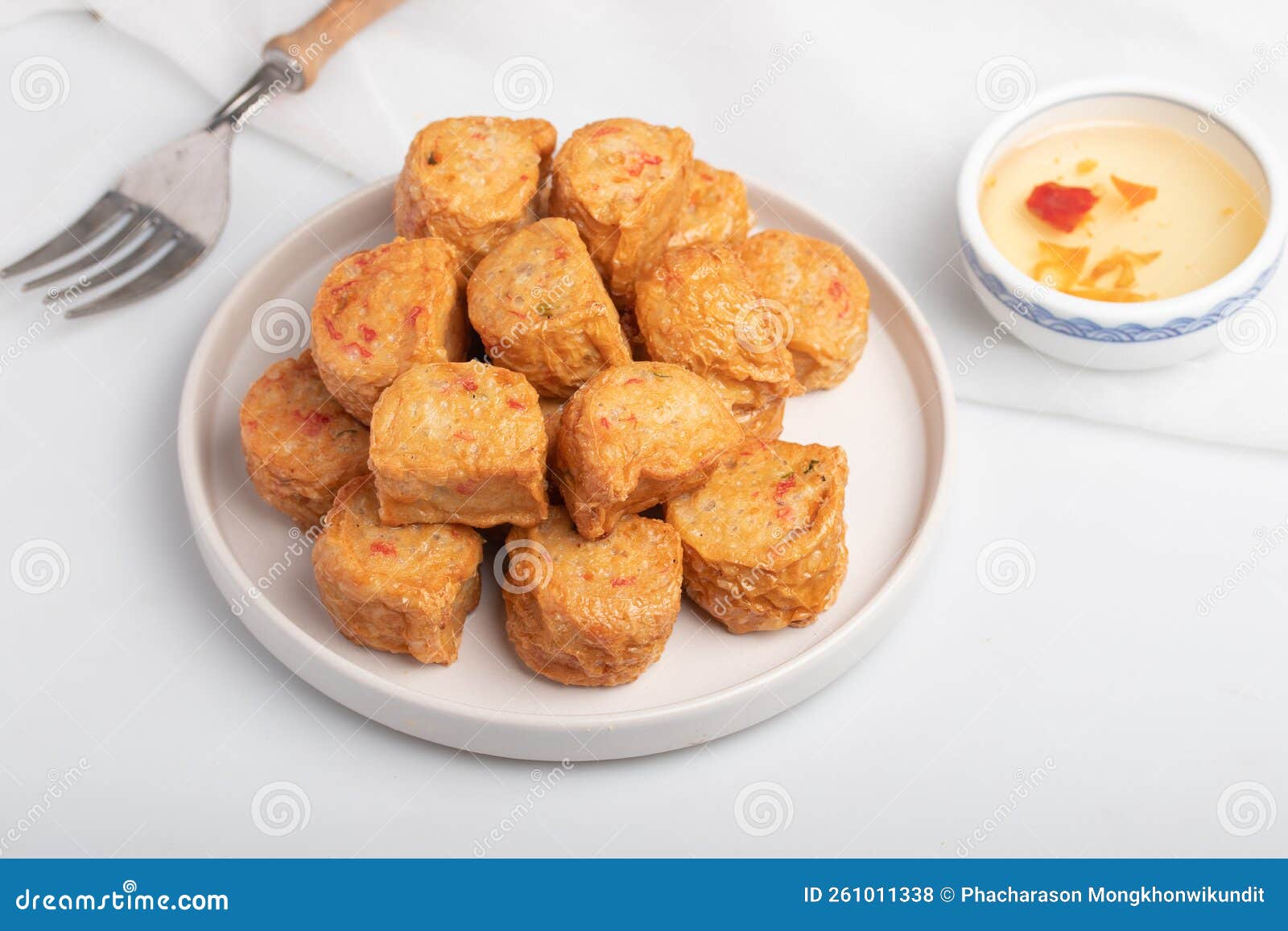 Deep Fried Chicken Roll in a White Plate Stock Photo - Image of deep ...