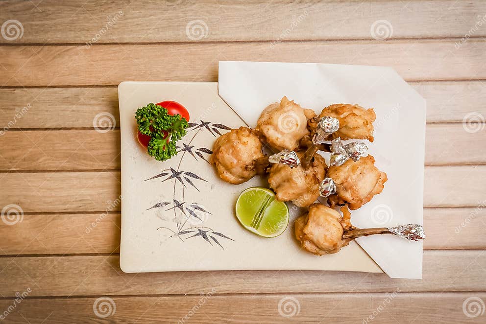 Deep Fried Chicken Wing Tulips with Salt and Lime Stock Image - Image ...