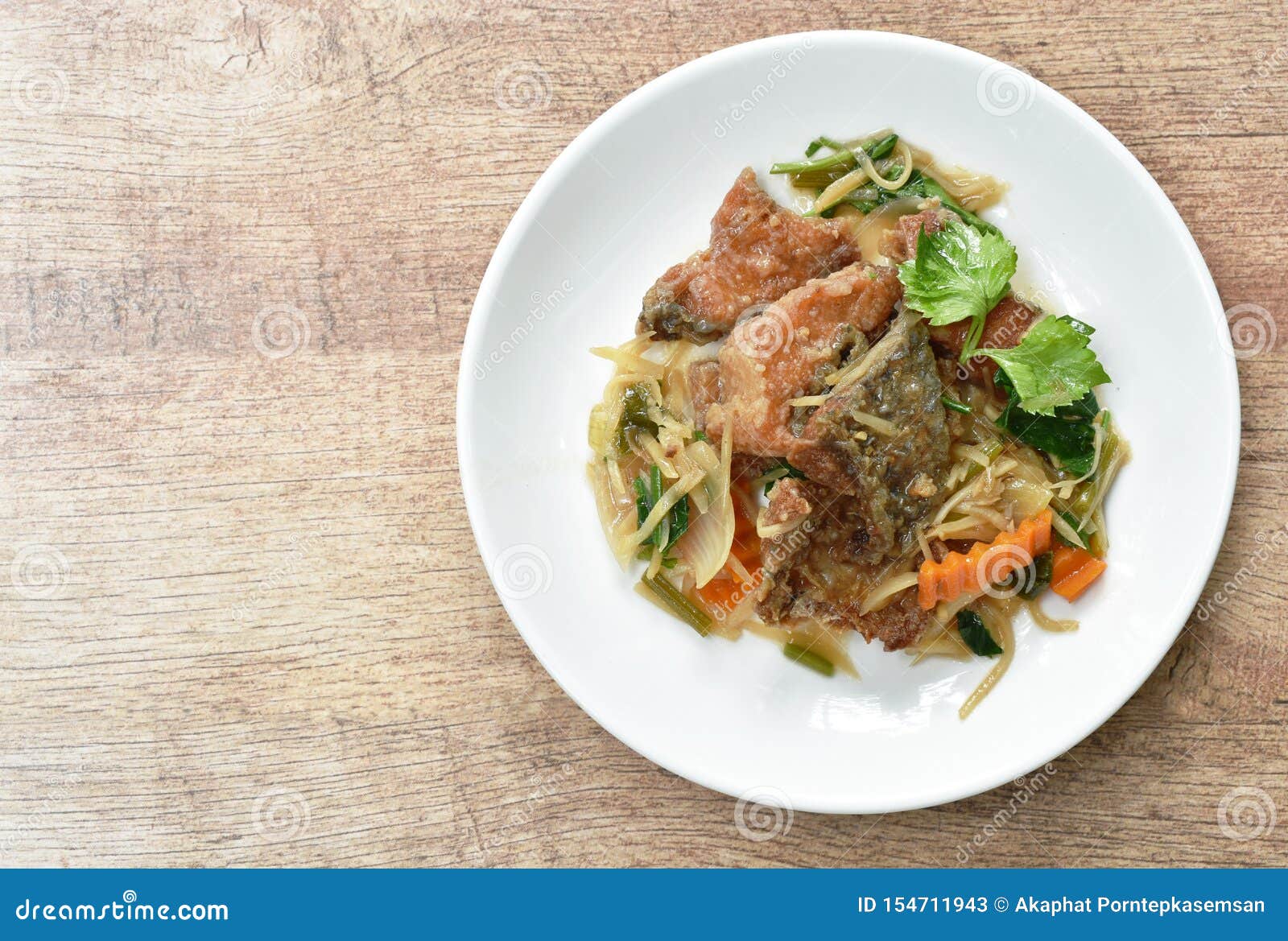 Deep Fried Chop Fish with Slice Ginger and Celery on Plate Stock Image ...