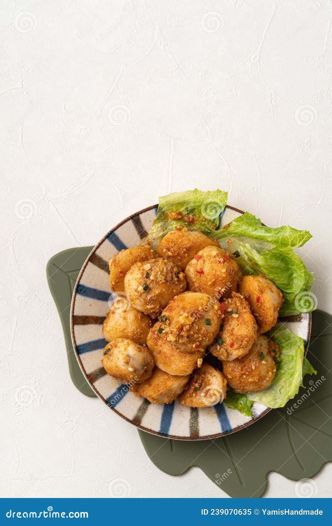 Deep Fried Cuttlefish Ball with Salted Egg Yolk Coating Stock Image ...