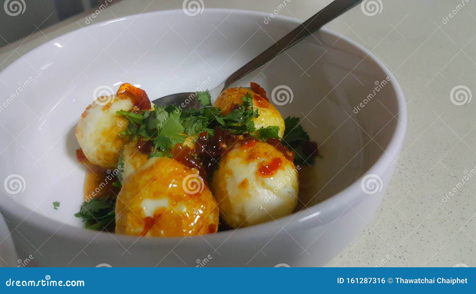Deep Fried Egg with Sweet Chili Sauce Stock Photo - Image of fried ...